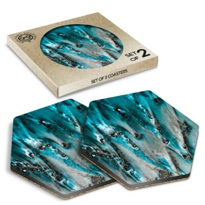 2 x Hexagon Coasters - Ink Art Pattern Marbelling Marble #44252 | eBay UK