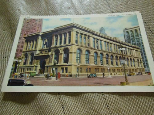 RARE VINTAGE POST CARD PUBLIC LIBRARY, CHICAGO AMERICAN COLORTYPE #255 ...