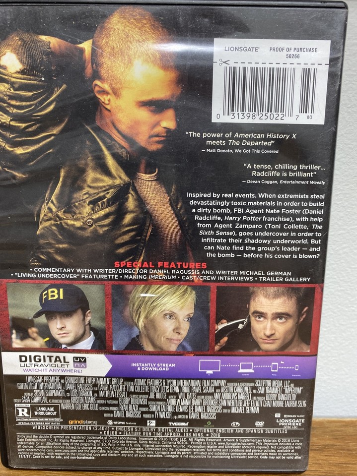 Imperium DVD (former rental) Widescreen - Daniel Radcliffe, Toni ...