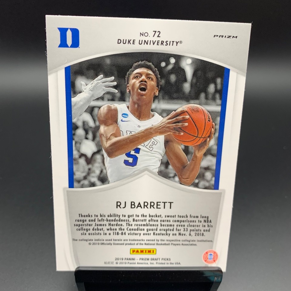 2019 Prizm Draft Picks #72 RJ Barrett Red Crusade RC New York Knicks ...