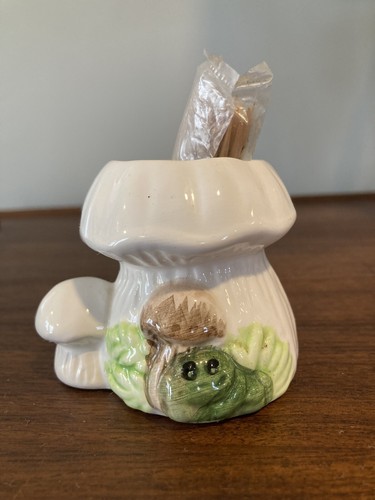 Vintage Mushroom Frog Toothpick Holder Kitchen Utensil Dining Decor | eBay