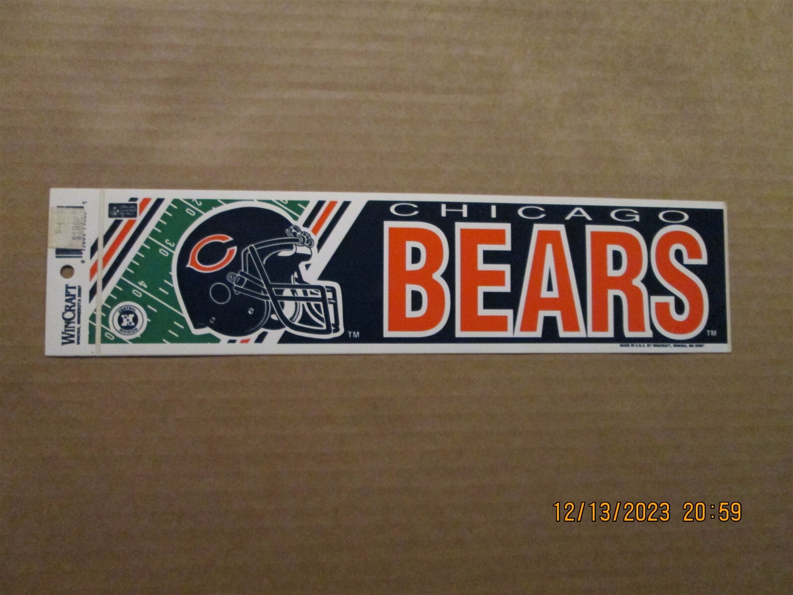 NFL Chicago Bears Vintage Circa 1980's 3 Bar Facemask Team Logo Bumper ...