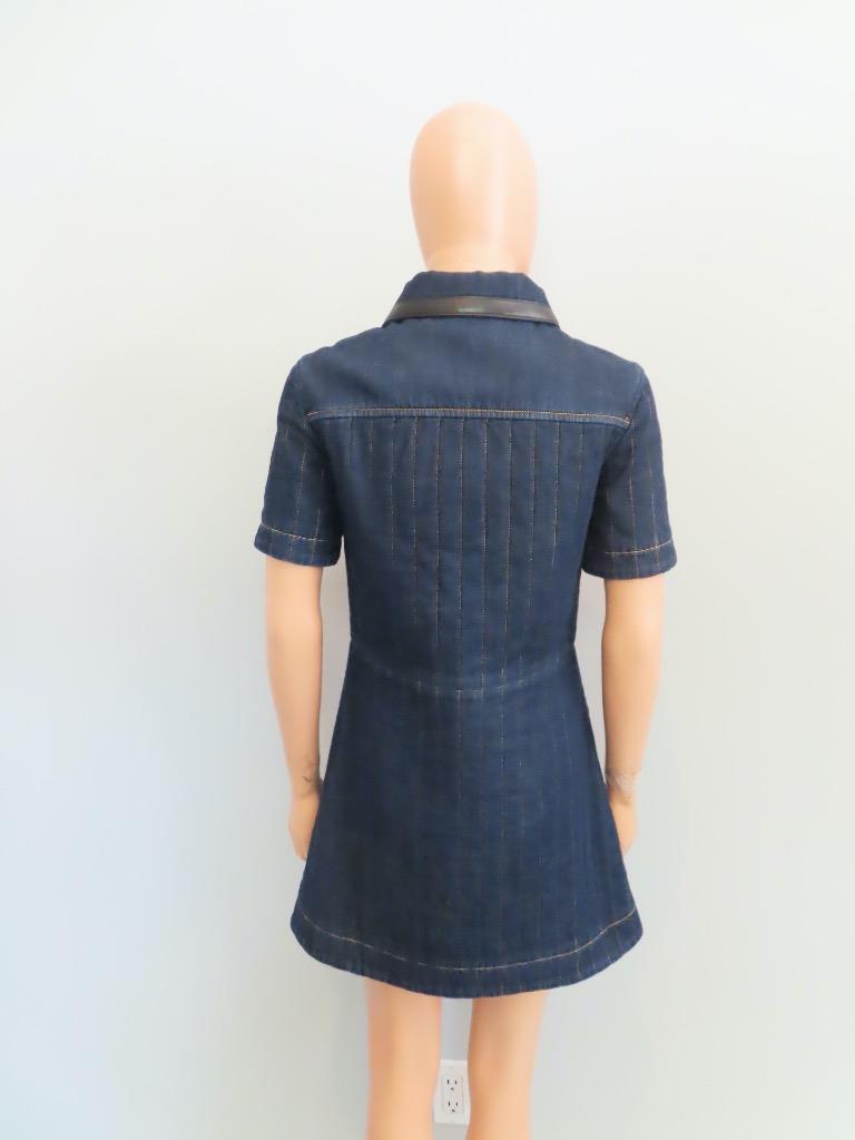 NWT Louis Vuitton Indigo Pin Striped Denim Zip-Up Dress F 34 NWT Louis Vuitton Indigo Pin Striped Denim Zip-Up Dress F 34