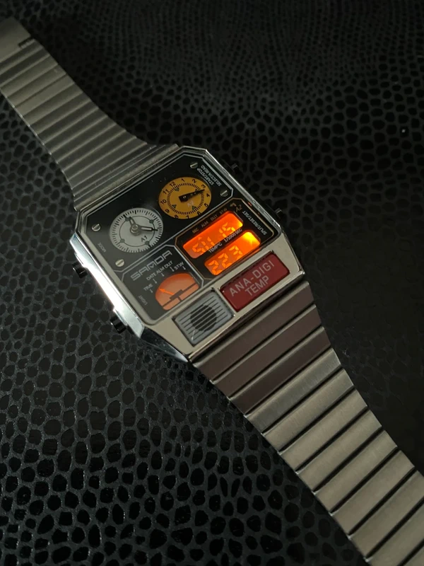 Retro Analog Digital Watch – Stainless Steel | Dual Time | Sci-Fi ...