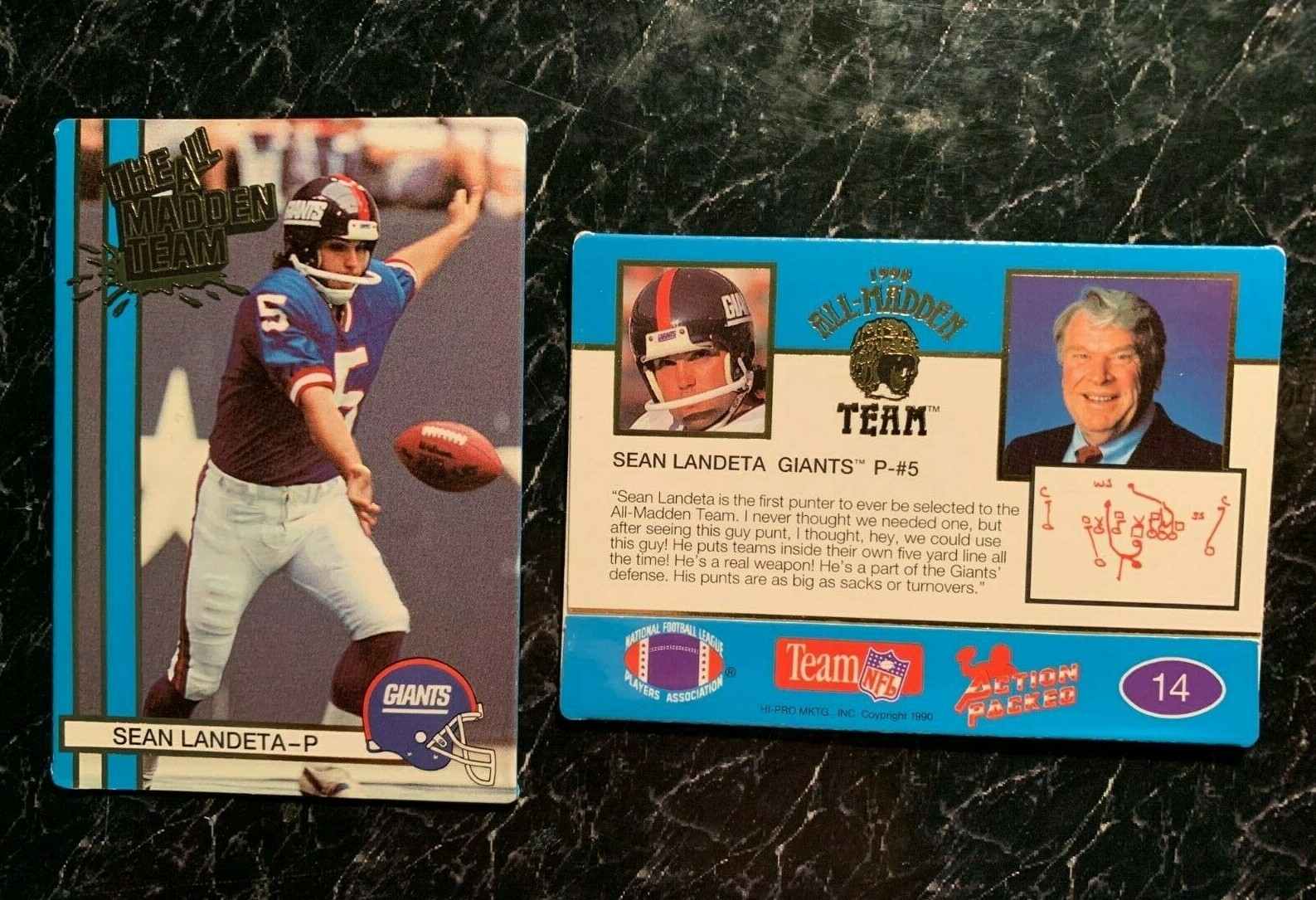 Sean Landeta 1990 ALL MADDEN TEAM Action Packed NEW YORK GIANTS Card ...
