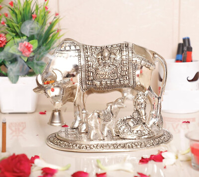 Cow,Calf with Bal Gopal Krishna Metal Statue for Good Luck | eBay
