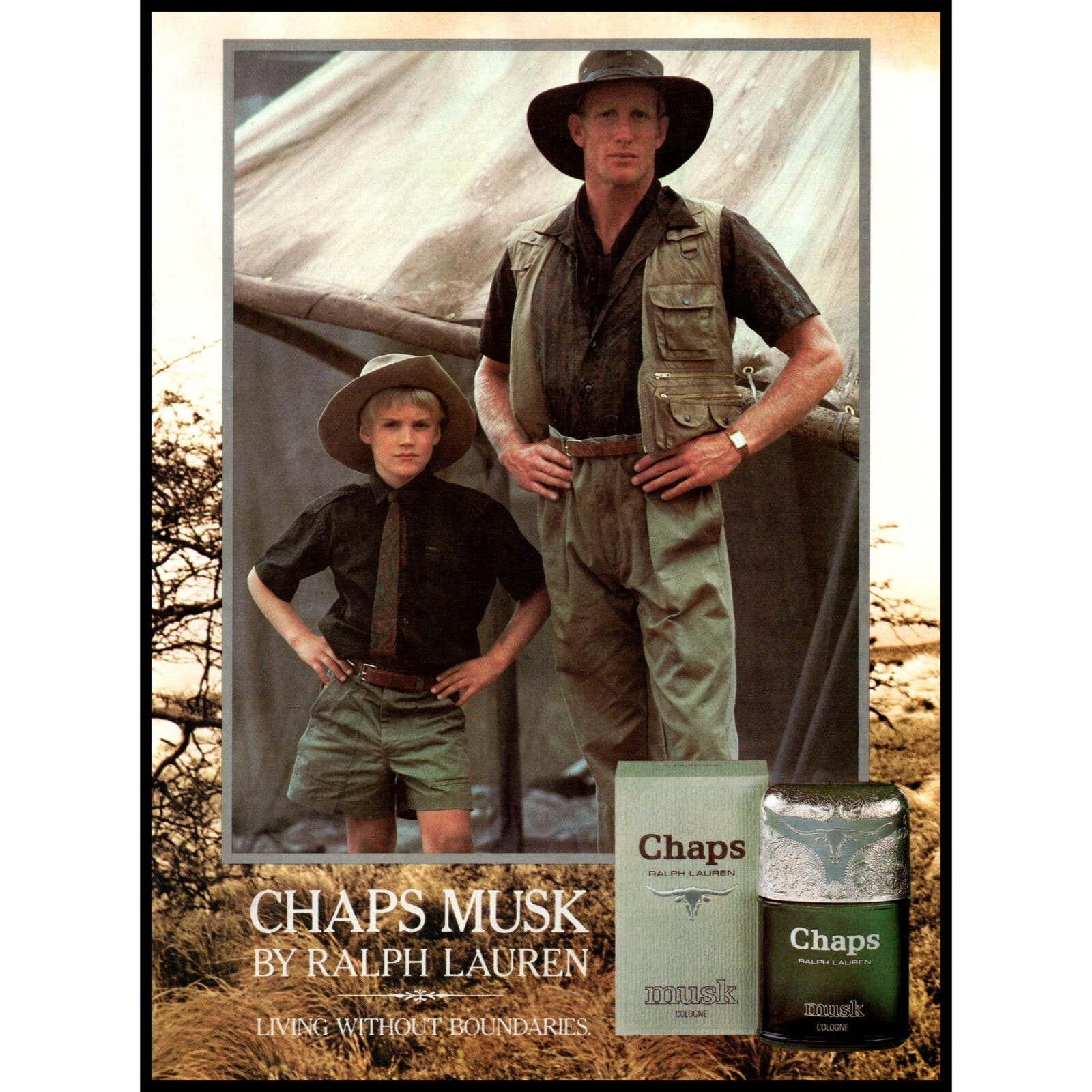 1987 Ralph Lauren Chaps Musk Cologne Vintage Print Ad Father Son Safari ...