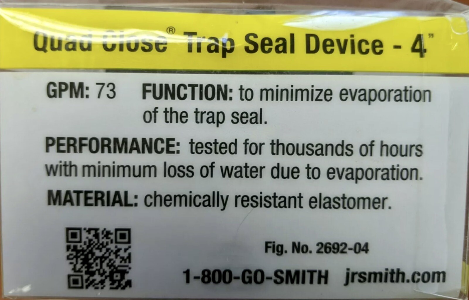 JAY R. SMITH 4" Pipe Drain Stink Stopper Quad Close Trap Seal | eBay