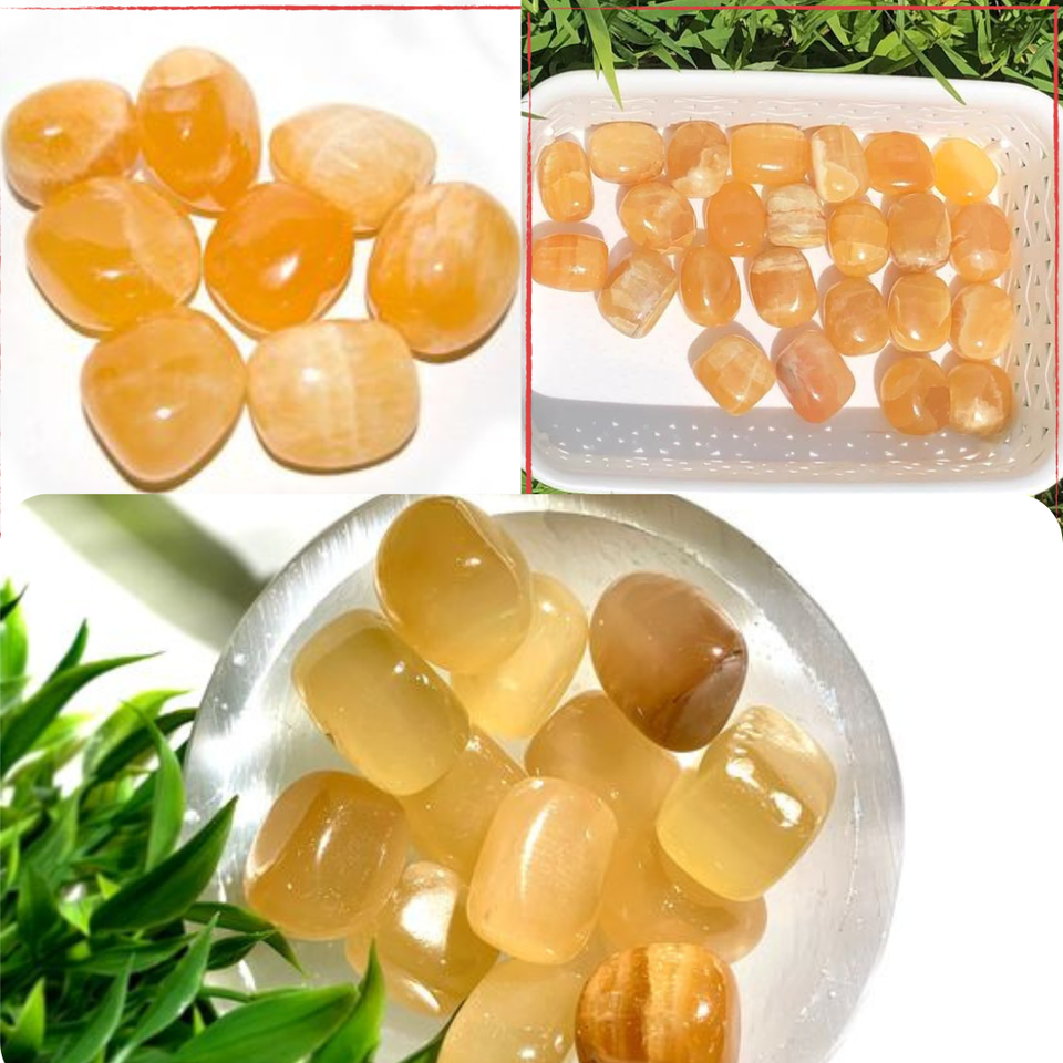 1/2 lb Bulk Lot Natural Honey Calcite (Tumbled Crystal, Caramel Calcite ...