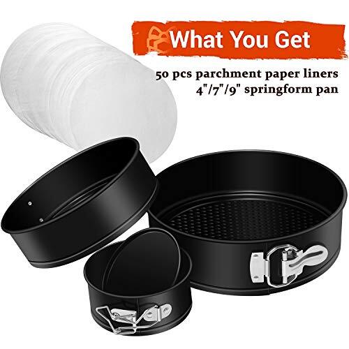 Springform Cake Pan Set of 3 - Nonstick Leakproof Round 4-7-9 Inches ...