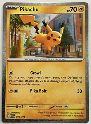 POKEMON PIKACHU HOLOGRAPHIC CARD #6/15 MCDONALD'S PACK FRESH, GROWL ...