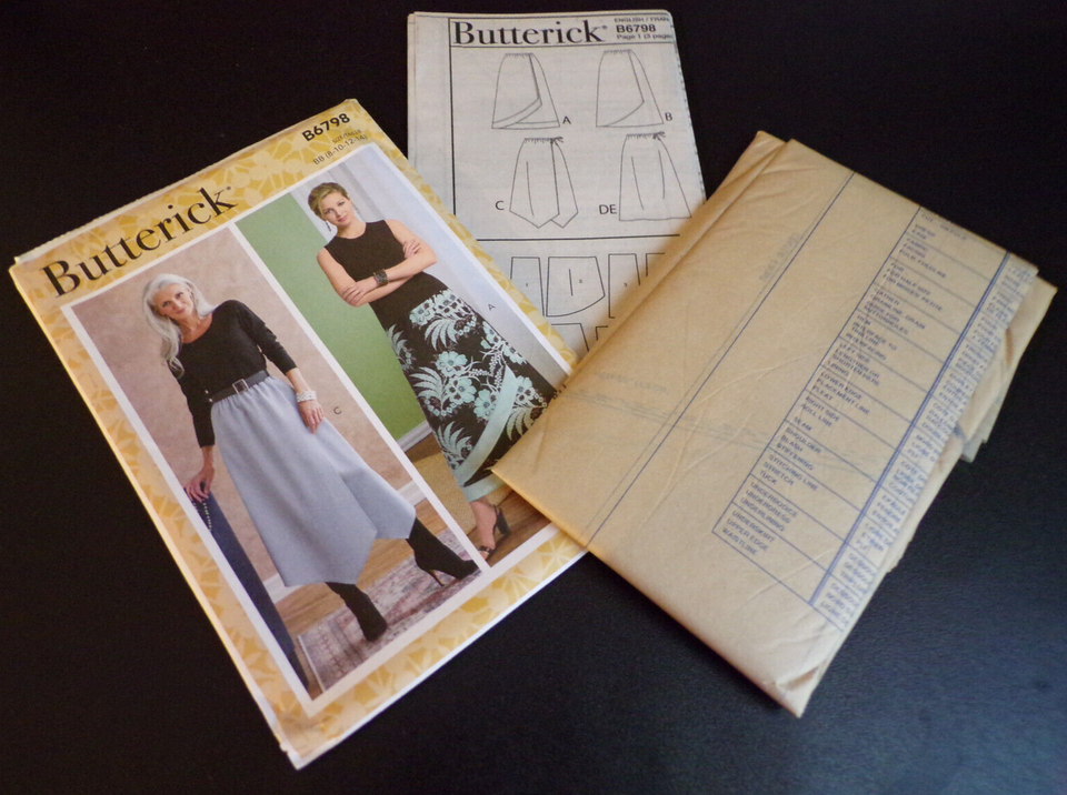Butterick Sewing Pattern B6798 Misses Skirt Hem Front Variations Sizes ...