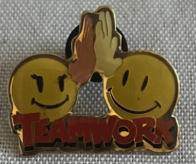 Vintage Team Work Smiley faces pin | eBay