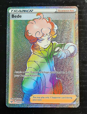 Bede 207/202-Sword & Shield Base Secret Rainbow-Holo Pokemon Card-*NM ...