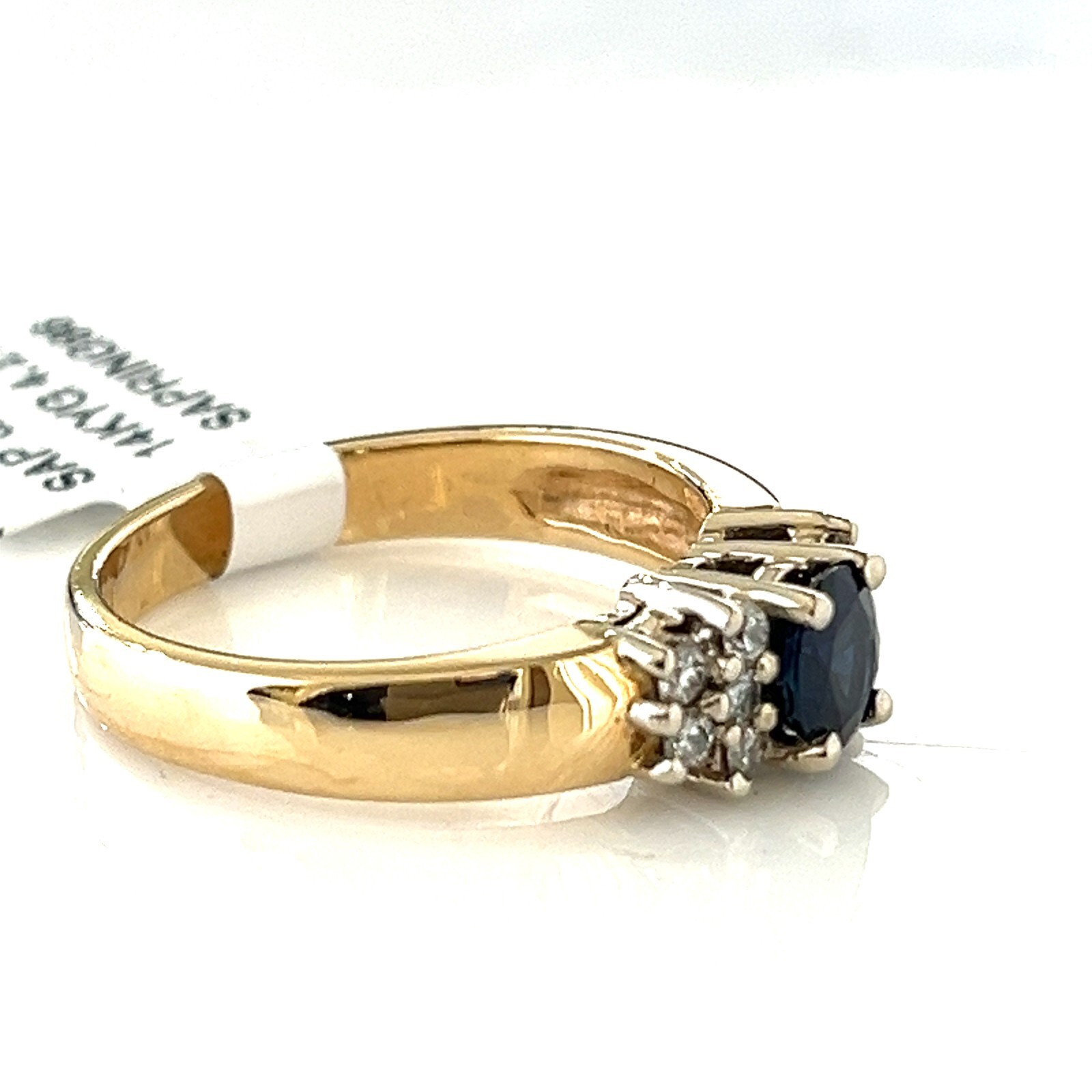 14KYG natural SAPPHIRE & DIAMOND RING - 4.21 GR - CENTER STONE 5.1 MM | eBay