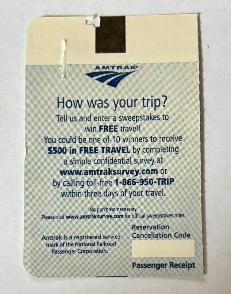 SHIPS FREE! 2008 Used Ticket Stub: AMTRAK Trenton NJ - Washington DC | eBay