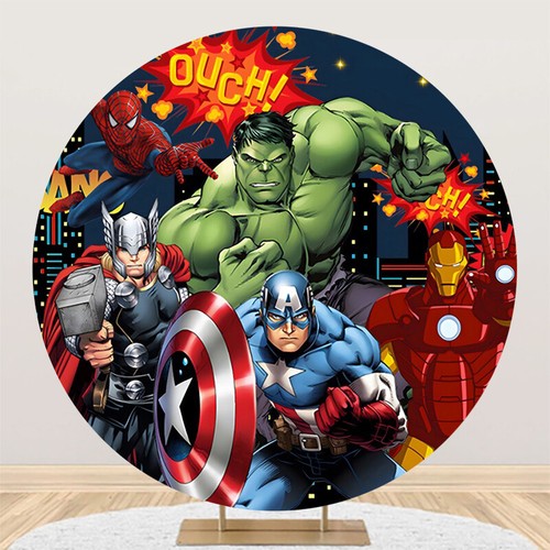 Superhero Avengers Round Backdrop Spiderman Hulk Circle Cove Photo ...