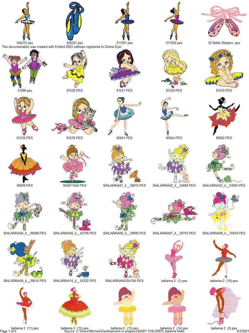 205 BALLET BALLERINA COLLECTION EMBROIDERY MACHINE DESIGNS PES JEF HUS ...