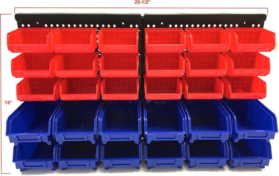 80694 30-Bin Wall Mount Parts Rack/Storage for Your Nuts Bolts Screws ...