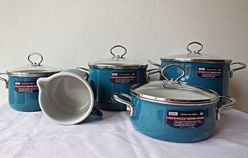 RIESS Email Emaille Topfset Töpfe 5 teiliges Set Kasserolle Induktion ...