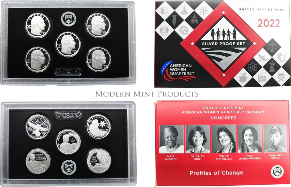 American Women Quarters 2022 Silver Proof Set - 22WS - 5 Quarters with ...