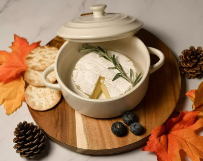 Wild Eye Designs, Ceramic Brie Baker with Lid in Cream | eBay