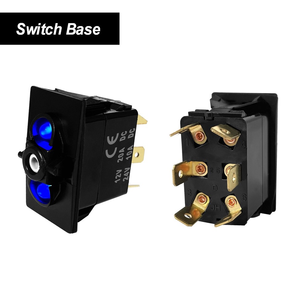 6Pins Blue Led 20A 12V DC Polarity Reversing Rocker Switch For Car Boat ...