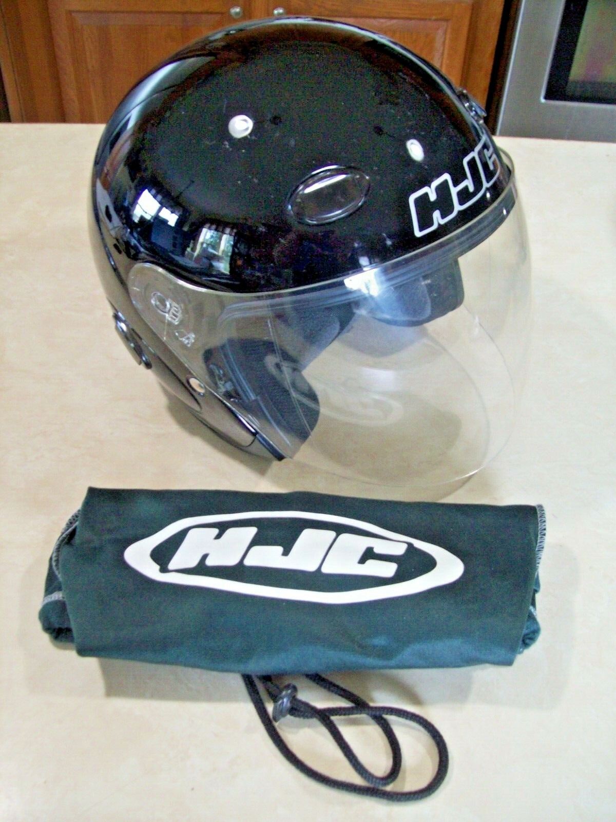 HJC CL-33 Helmet Adult Small Gloss Black Street Motorcycle Clear Visor ...