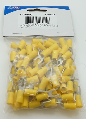 Supco Spade Flanged, 12-10 AWG #10 stud 13/64" I.D. 100 Pieces, T1046C ...