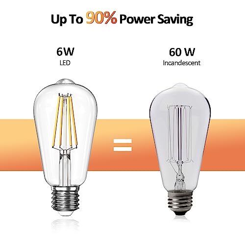 Dimmable E26 LED Edison Light Bulbs 60 Watt Equivalent, 2700K Soft Warm ...