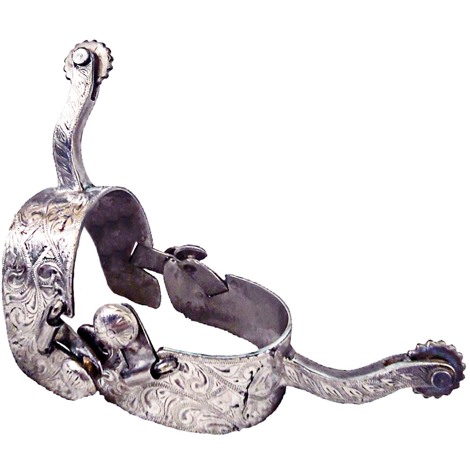 Vintage Sterling Silver Stainless Steel Offset Shank Spurs 16 Point ...