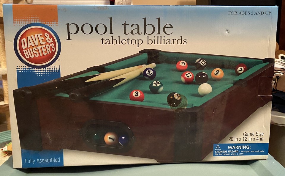 Dave and Buster’s Tabletop Billiards Pool Table 20in x 12in x 4in New ...