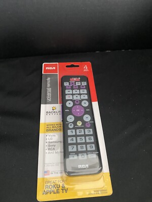 NEW RCA 4-Device Universal Remote Control Black RCRBB004RWDZ TV DVD ...