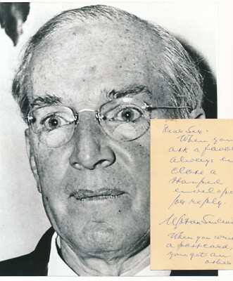 Upton Sinclair - Circa 1962 Signature & Note on a Post Card w/ Photo ...