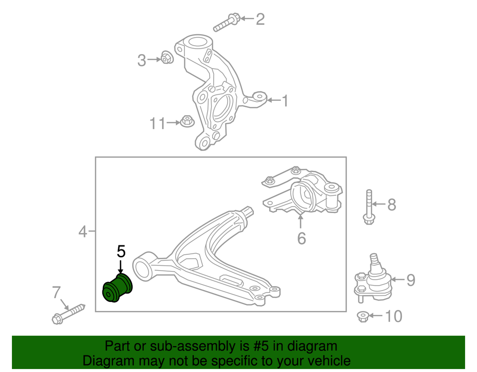 Genuine Volkswagen Lower Control Arm Front Bushing 3QF-407-182-A | eBay