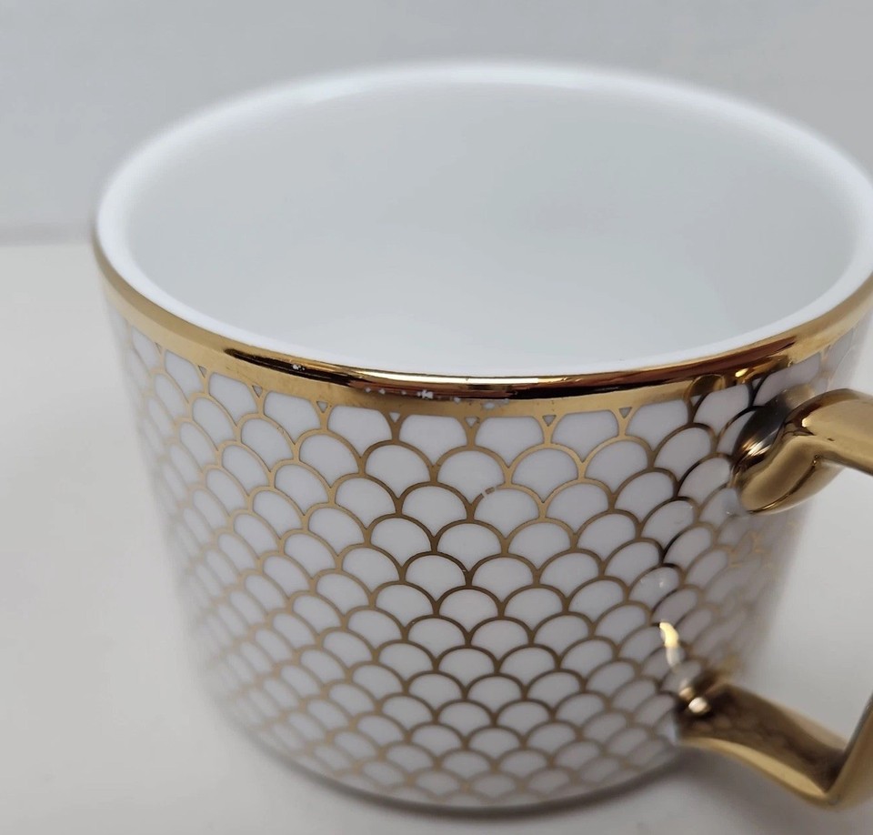 Tesco Fox & Ivy SoHo Porcelain Coffee Tea Mug Cup Gold Scale Design | eBay