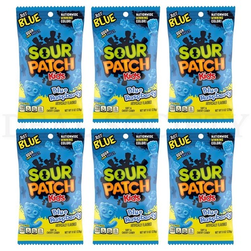 Sour Patch Kids Blue Raspberry Soft & Chewy Candy 8oz Lot of 6 Bags | eBay