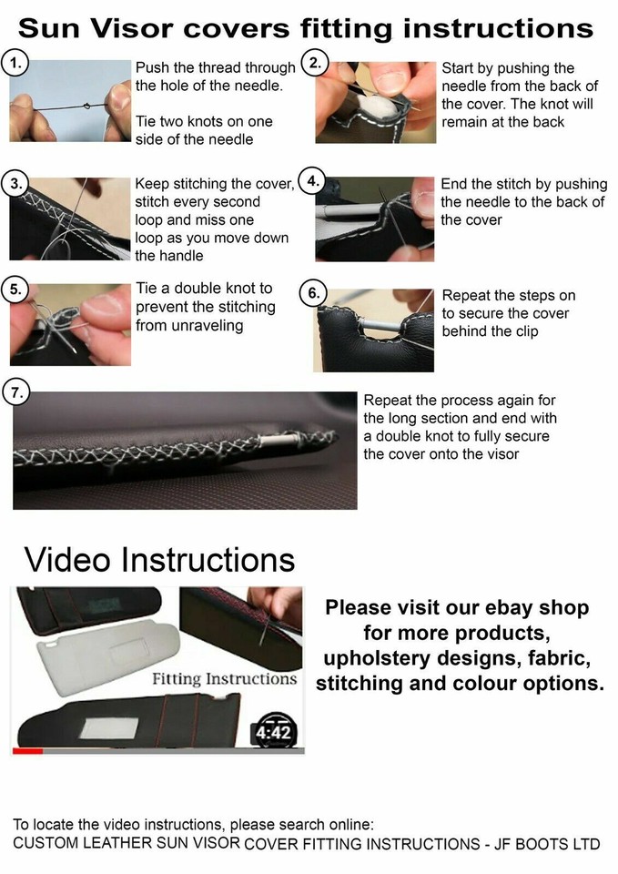 BLACK CROSS STITCH 2X SUN VISOR LEATHER COVER FOR VW T5 TRANSPORTER ...