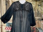 USA Small Black 2pc Peignoir Set Robe Gown Chiffon Billow Slv Crystal ...