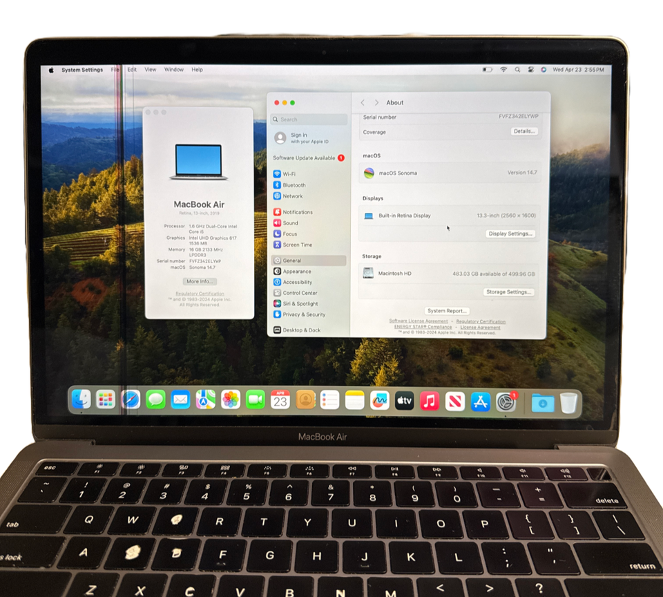 Apple MacBook Air 13'' Space Gray 2019 Intel Core i5 1.6GHz 16GB 500GB ...