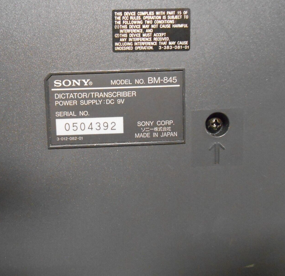 Sony BM-845D/BM-845 Microcassette Dictator With Microphone | eBay