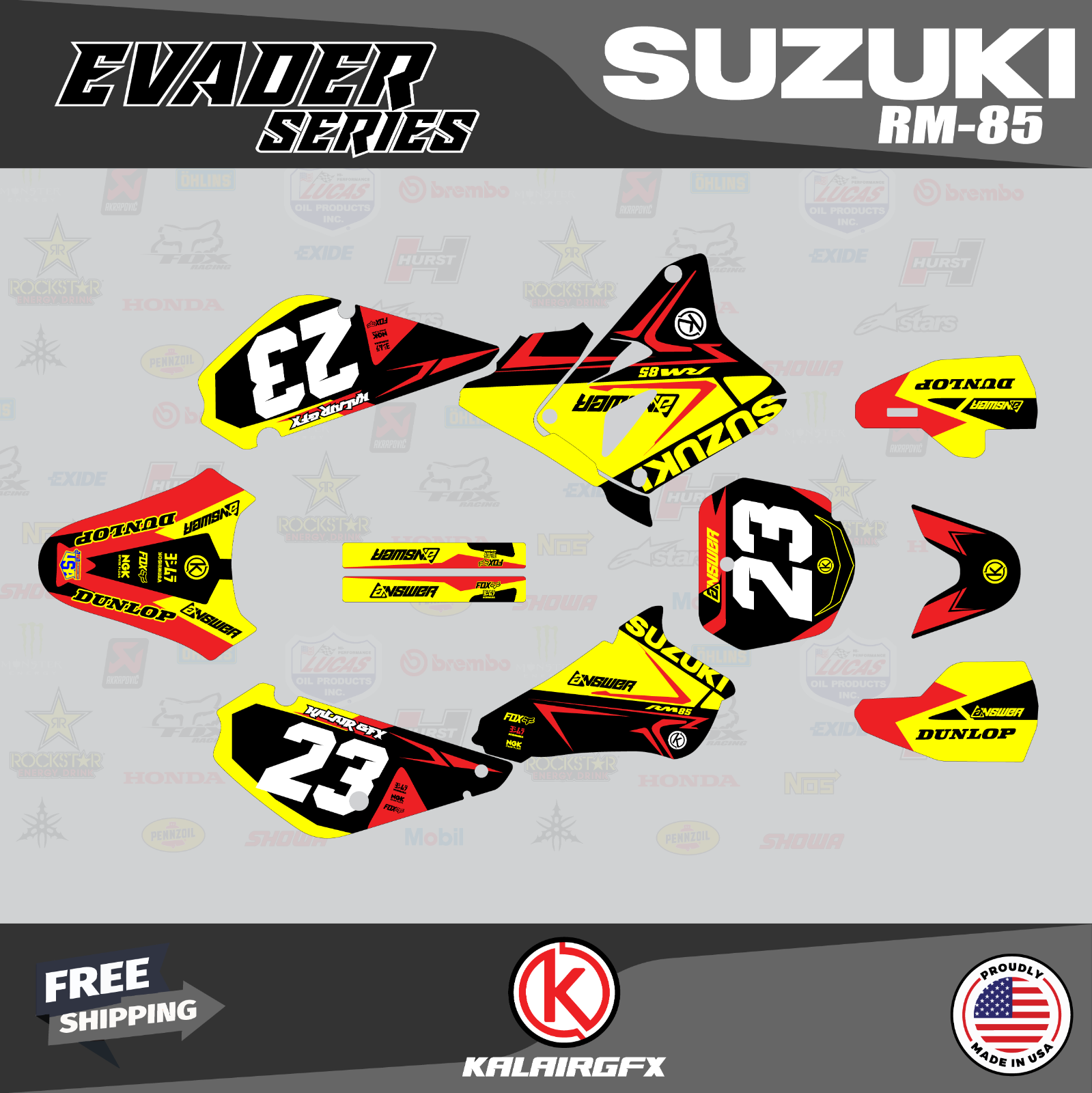 Graphics Decal Kit For Suzuki RM85 (2001-2023) RM 85 Evader Series ...