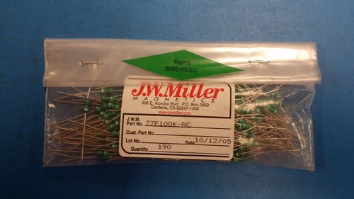 (15 PCS) 77F100K-RC JW MILLER Fixed RF Inductors 10uH 10% ROHS | eBay