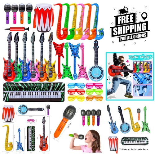 Inflatable Rock Star Toy Set - 30PCS Musical Instruments for 80s 90s ...