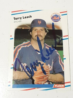 Terry Leach New York Mets 1988 Fleer Autograph Card #139 READ ...