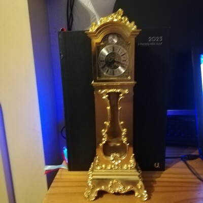 Vintage Schmid 8 Day Clock Wind Up Mechanical Miniature Gold ...