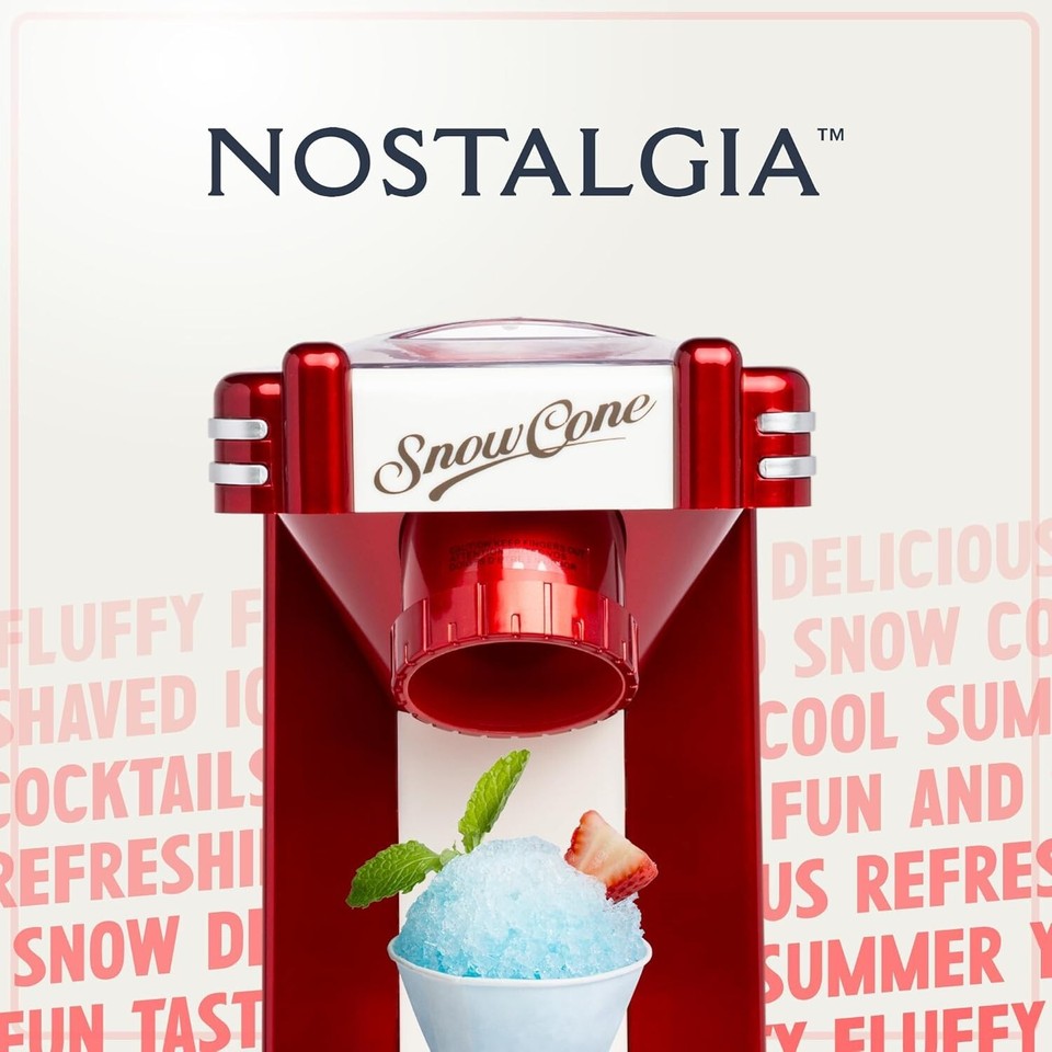 Nostalgia Snow Cone Shaved Ice Machine Single Serve Retro Makes 20 Icy ...