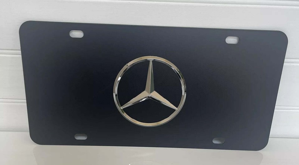 Mercedes license plate frame Steel Black Powder coated Front 3D ...