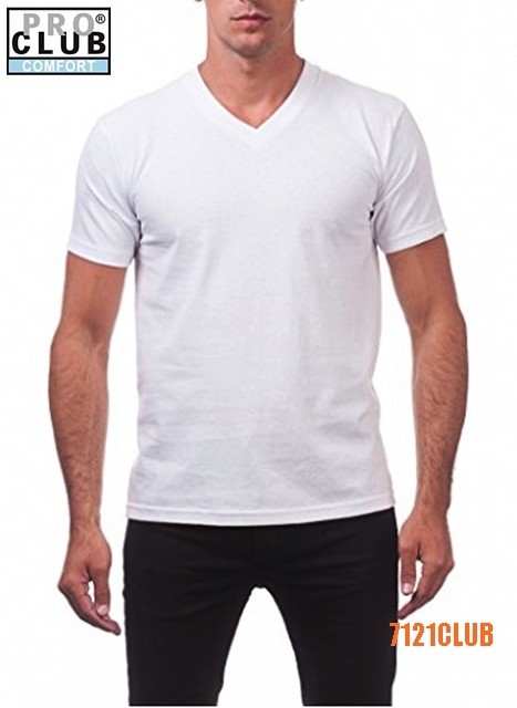 PRO CLUB MEN V NECK T SHIRT CAMO TEE PROCLUB PLAIN SHORT SLEEVE BIG ...