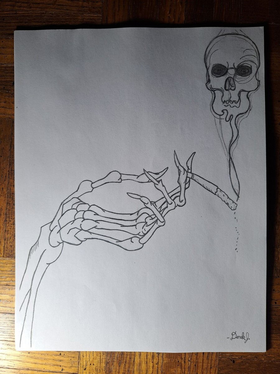 Skeleton Hand Holding Cigarette